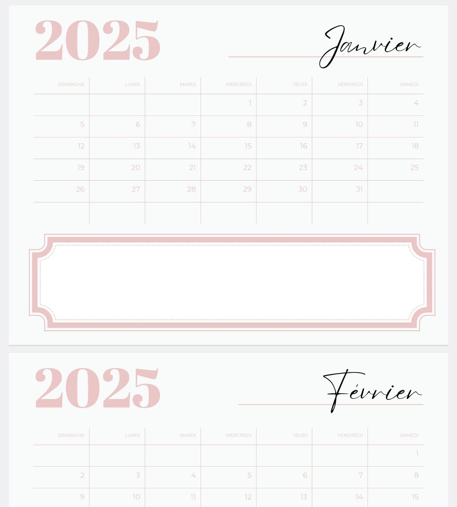 2025 French Monthly Calendar: Printable PDF (11" X 8.5") - Etsy