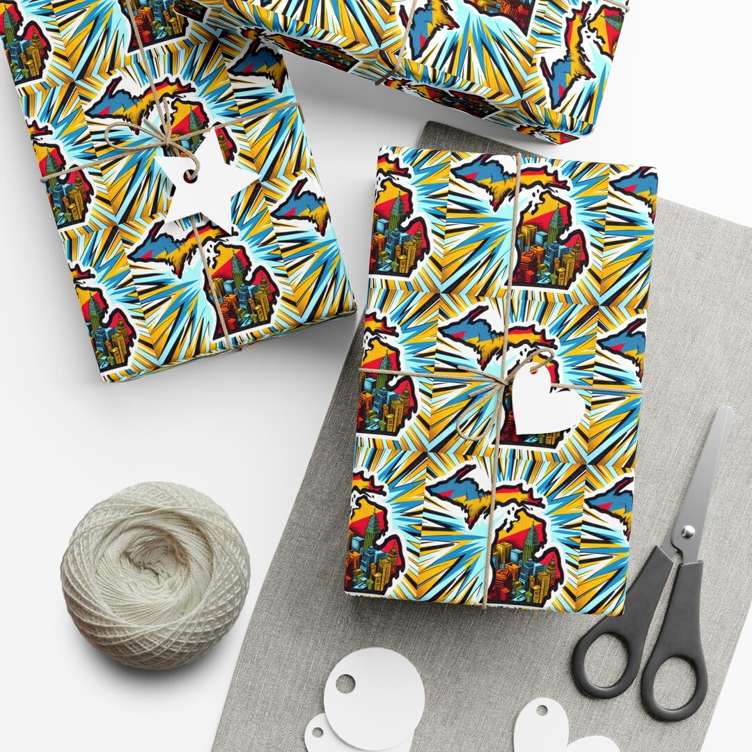 Michigan Comic Book Style Wrapping Papers, Small Version, for Gifts ...