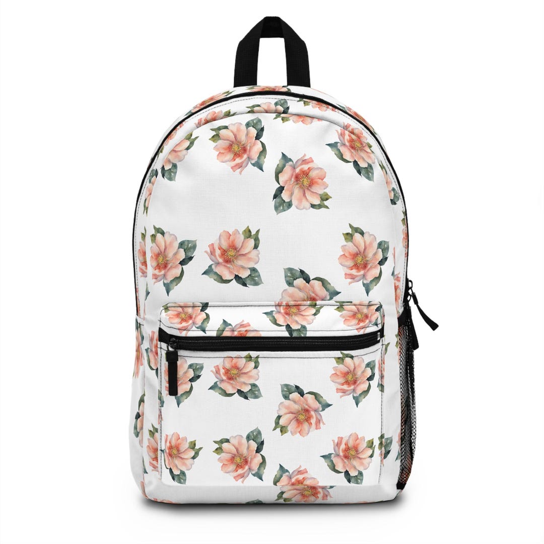 Pink Watercolor Flower Backpack, Floral Backpack, Flower Print Bag ...
