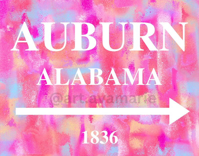 Auburn Alabama Art Print (PINK) (digital Print) - Etsy