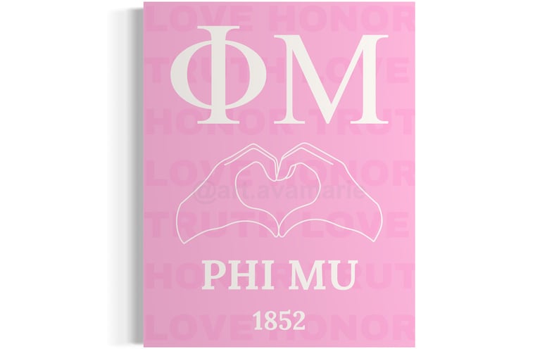 Phi Mu Sorority Print (DIGITAL PRINT) (comes With No Border and Pink ...