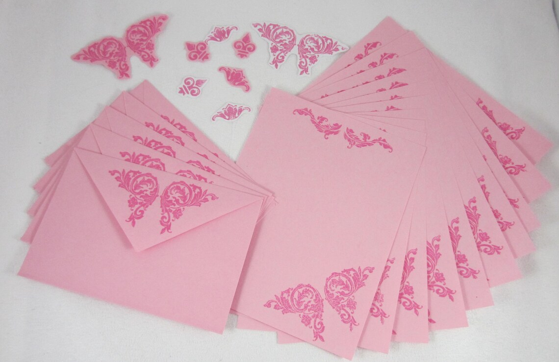Bright Pink Victorian Butterflies Stationary Writing Set 15+ Pieces - Etsy
