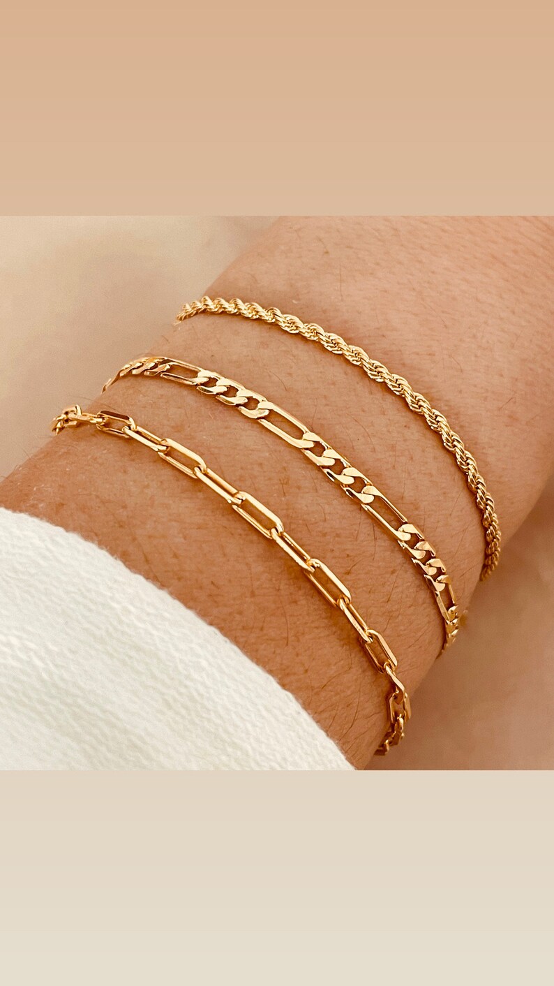 Initial 18k Gold Filled Bracelet Set: Personalized Layered Bracelets - Etsy