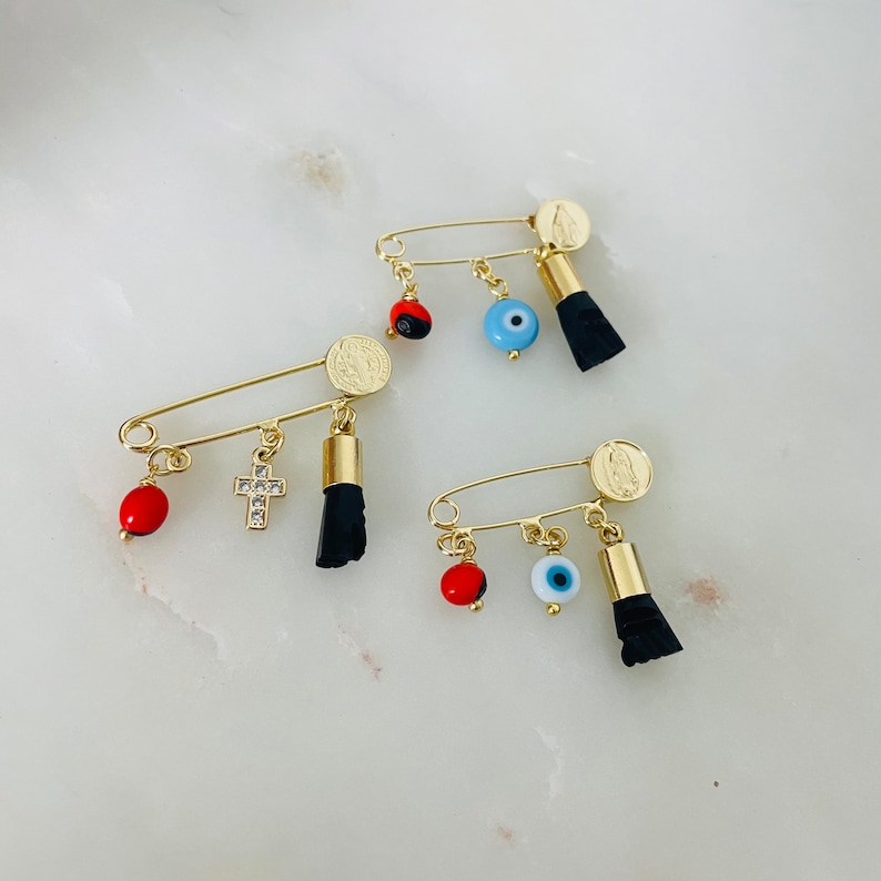 18K Gold Filled Azabache Baby Pin: Protection Amulet Pendant - Etsy