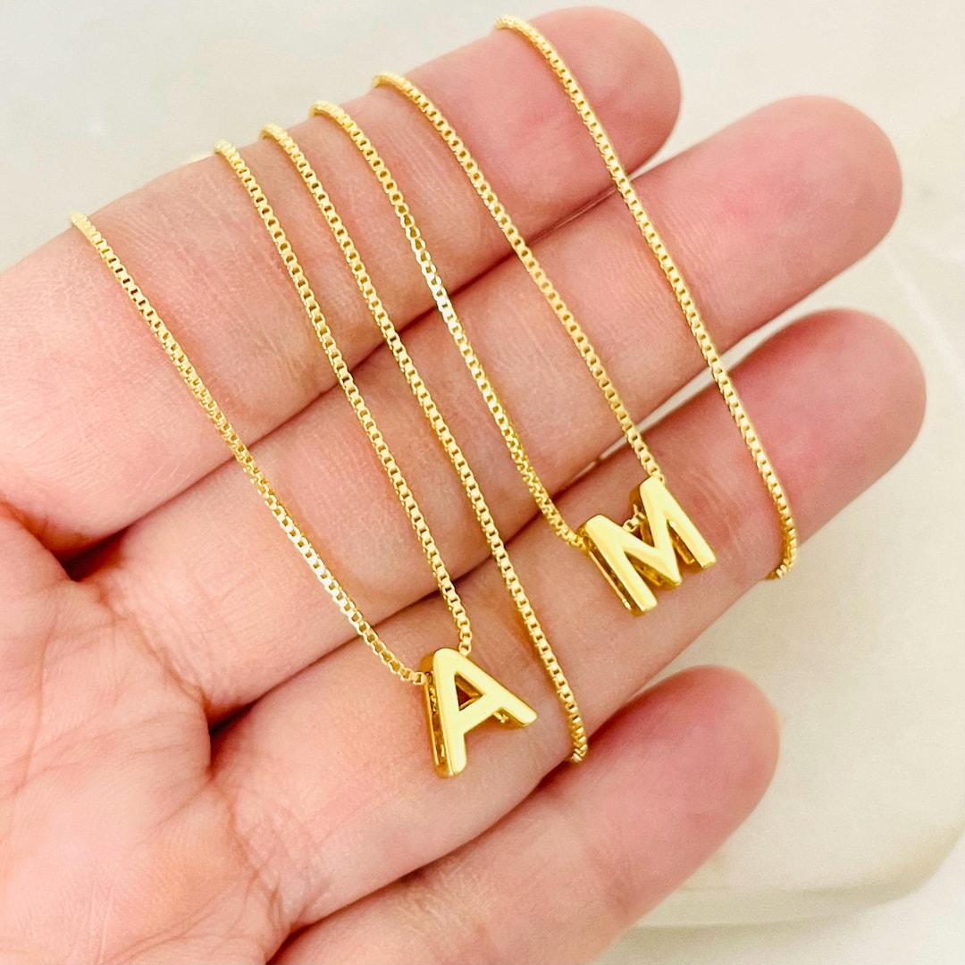 18k Gold Filled Initial Necklace: Personalized Letter Pendant - Etsy