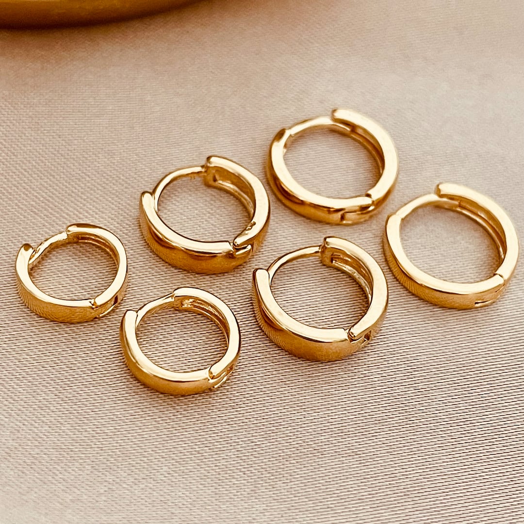 3 Pairs Gold Hoop Earrings Set, Stacking Earrings Set of Three, Gold ...
