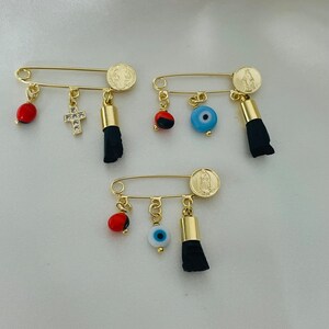 18K Gold Filled Azabache Baby Pin: Protection Amulet Pendant - Etsy