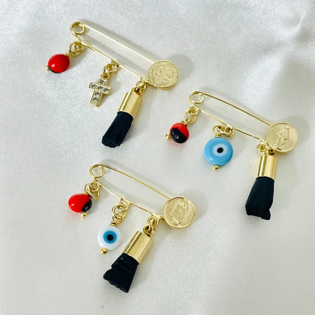 18K Gold Filled Azabache Baby Pin: Protection Amulet Pendant - Etsy