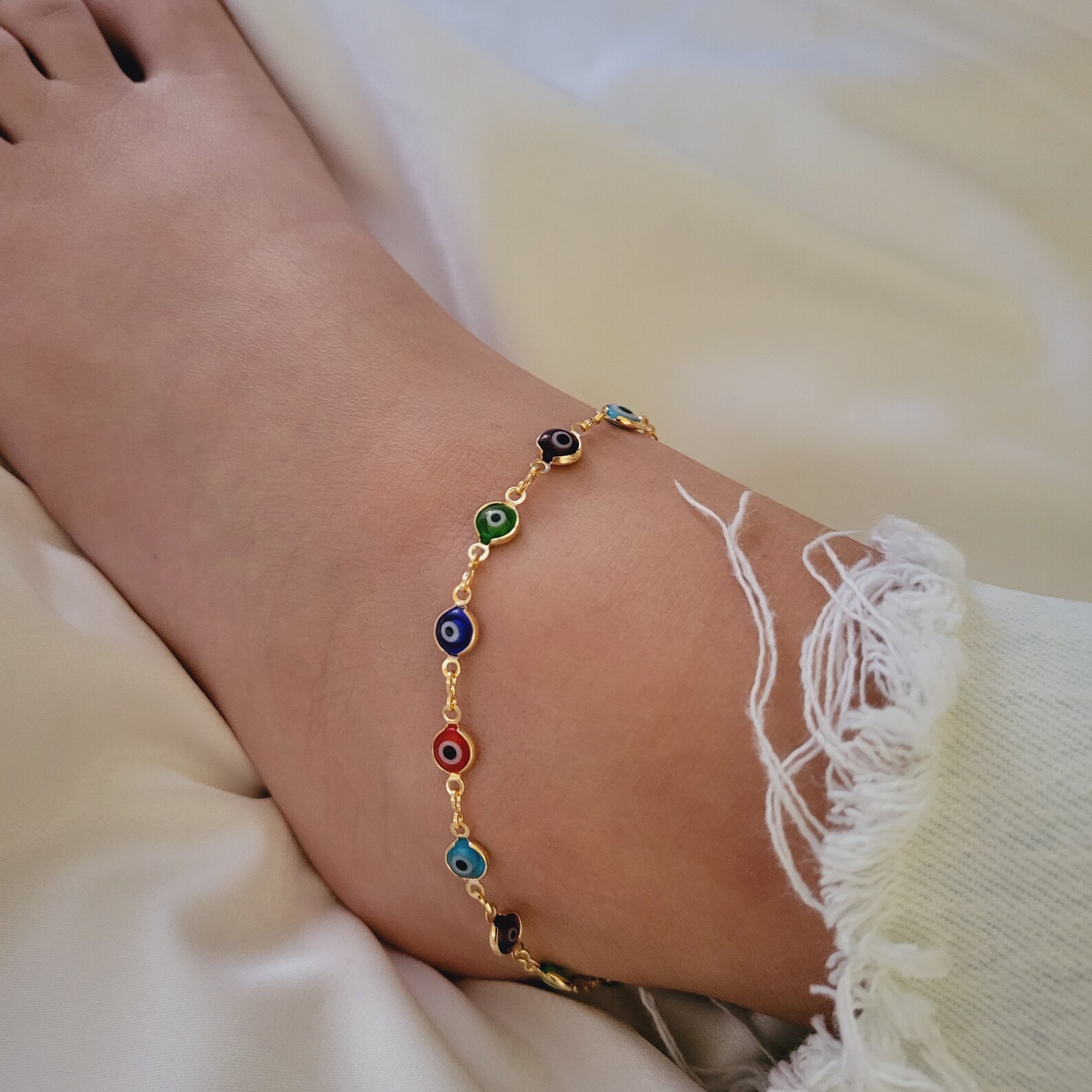 Evil Eye Protection Anklet 18K Gold Filled Evil Eye Anklet | Etsy