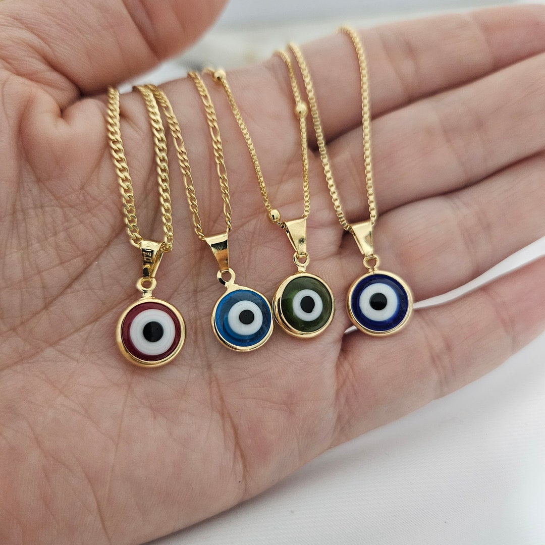 18k Gold Filled Evil Eye Necklace: Personalized Protection Jewelry - Etsy