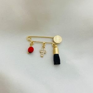 18K Gold Filled Azabache Baby Pin: Protection Amulet Pendant - Etsy