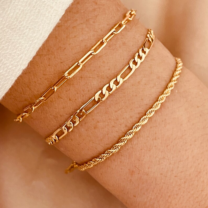 Initial 18k Gold Filled Bracelet Set: Personalized Layered Bracelets - Etsy