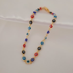 Evil Eye Protection Anklet, 18K Gold Filled Evil Eye Anklet ...