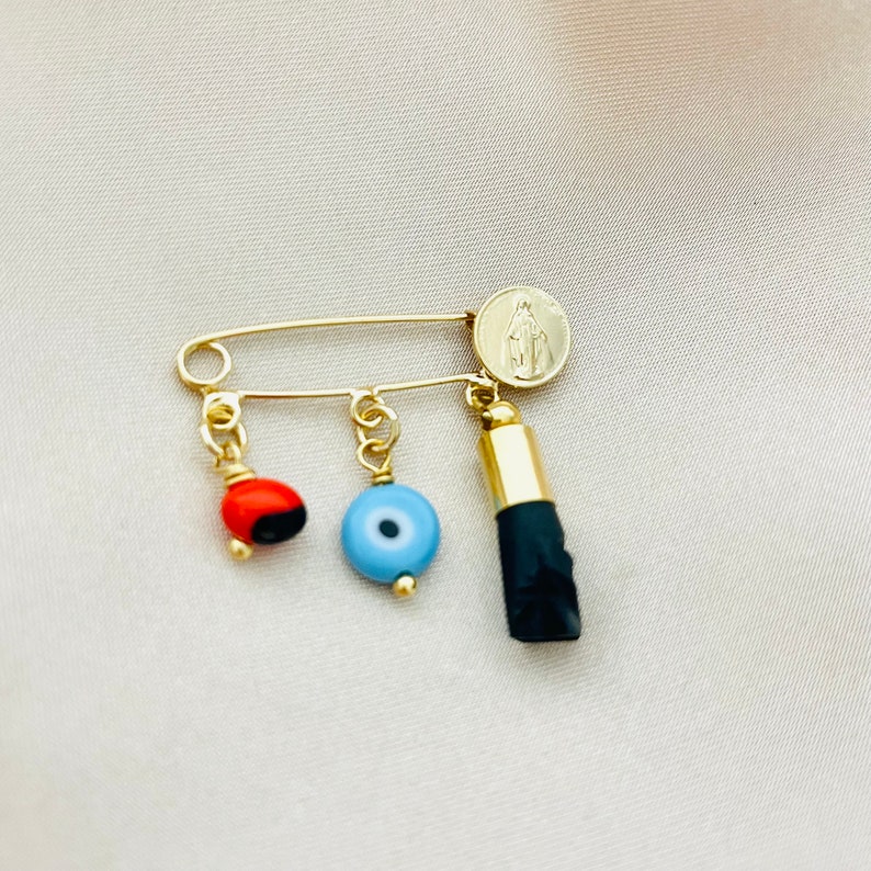 18K Gold Filled Azabache Baby Pin: Protection Amulet Pendant - Etsy