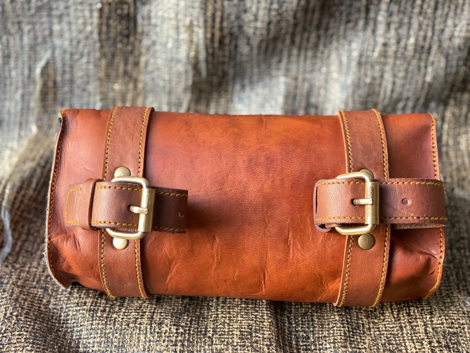 Handcrafted Leather Motorcycle Tool Bag: Brown Saddle Fork Pouch - Etsy