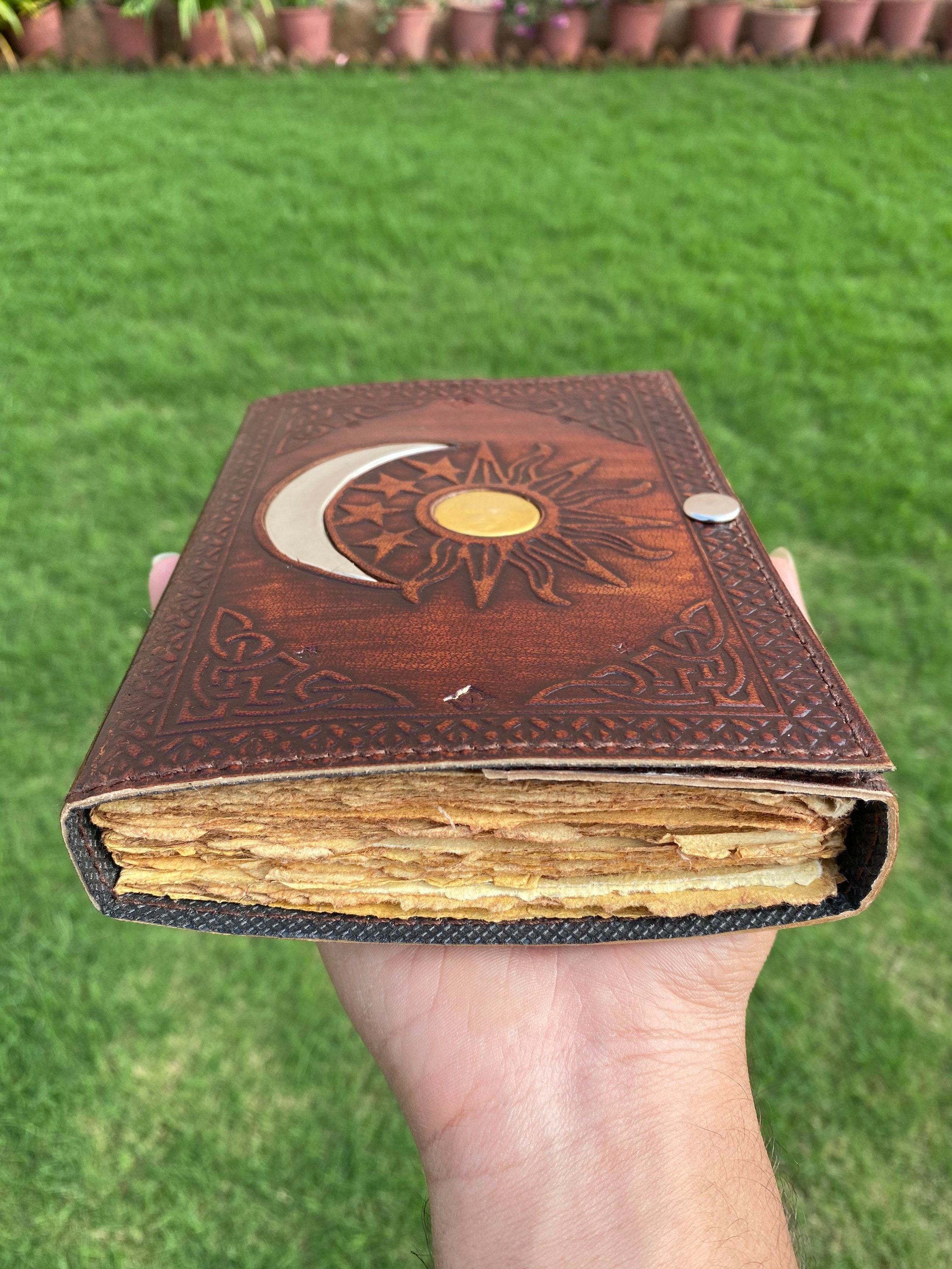 Handmade Leather Journal Sun & Moon Journal Sketchbook Writing - Etsy