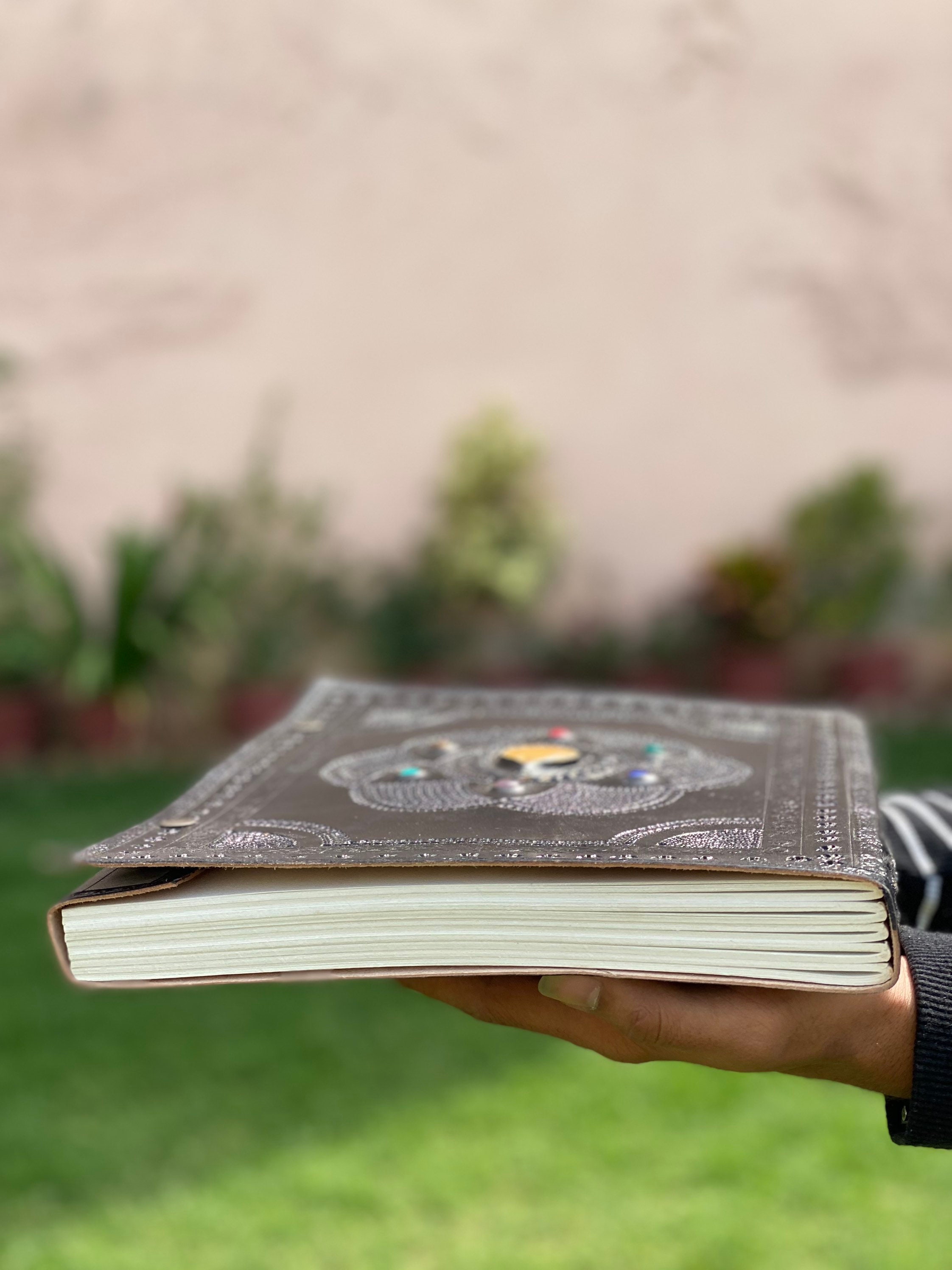 Seven Stone Leather Journal Embossed Leather Bound Handmade - Etsy