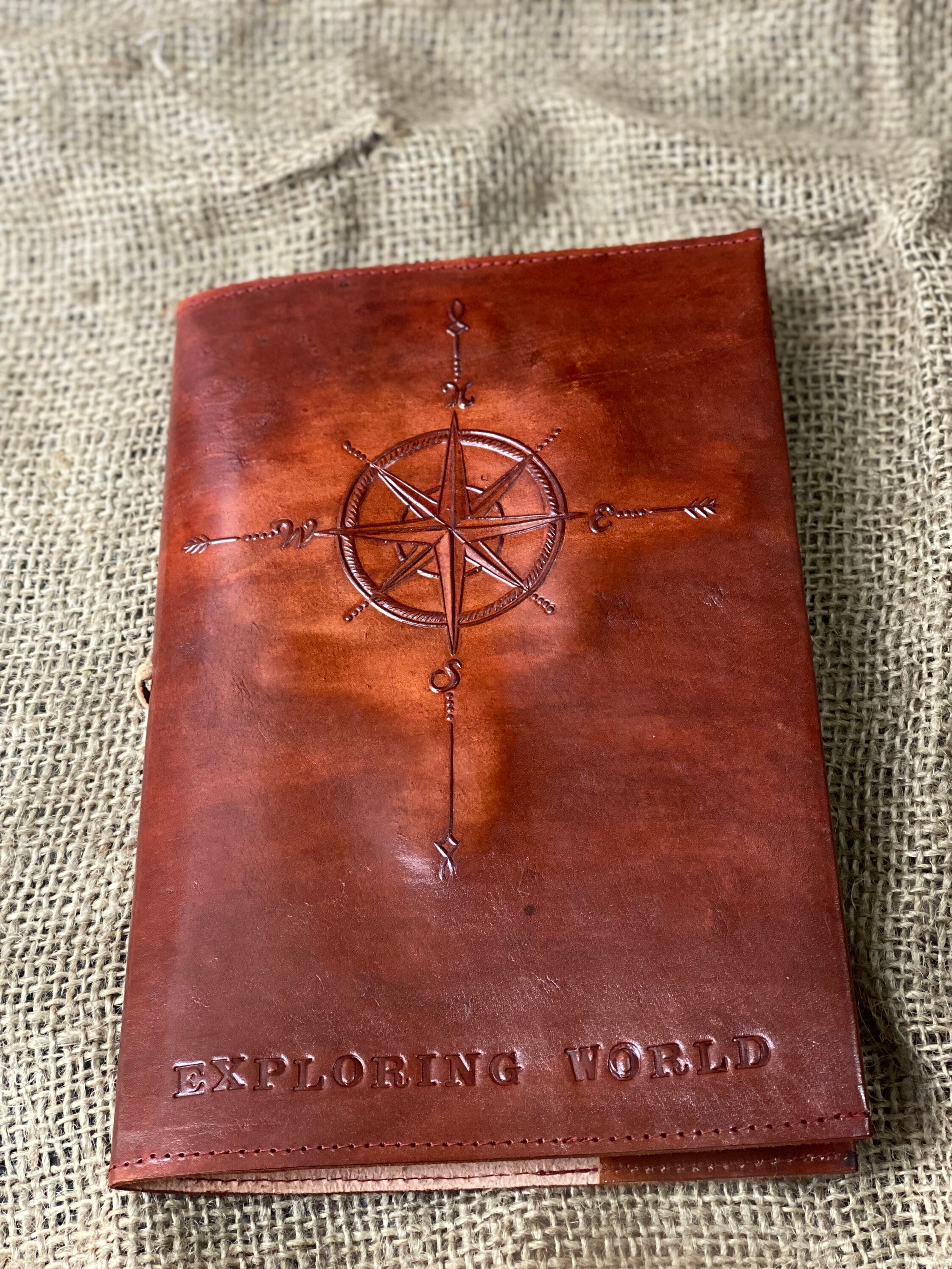 Compass Leather Journal Compass Saying Exploring World | Etsy