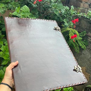 Plain Brown3/4 Leather Ring Binder Folder Handmade Leather Folder ...