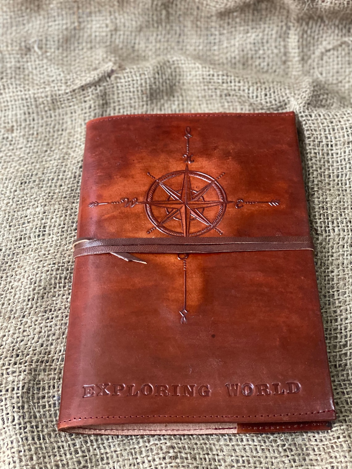 Compass Leather Journal Compass Saying Exploring World | Etsy