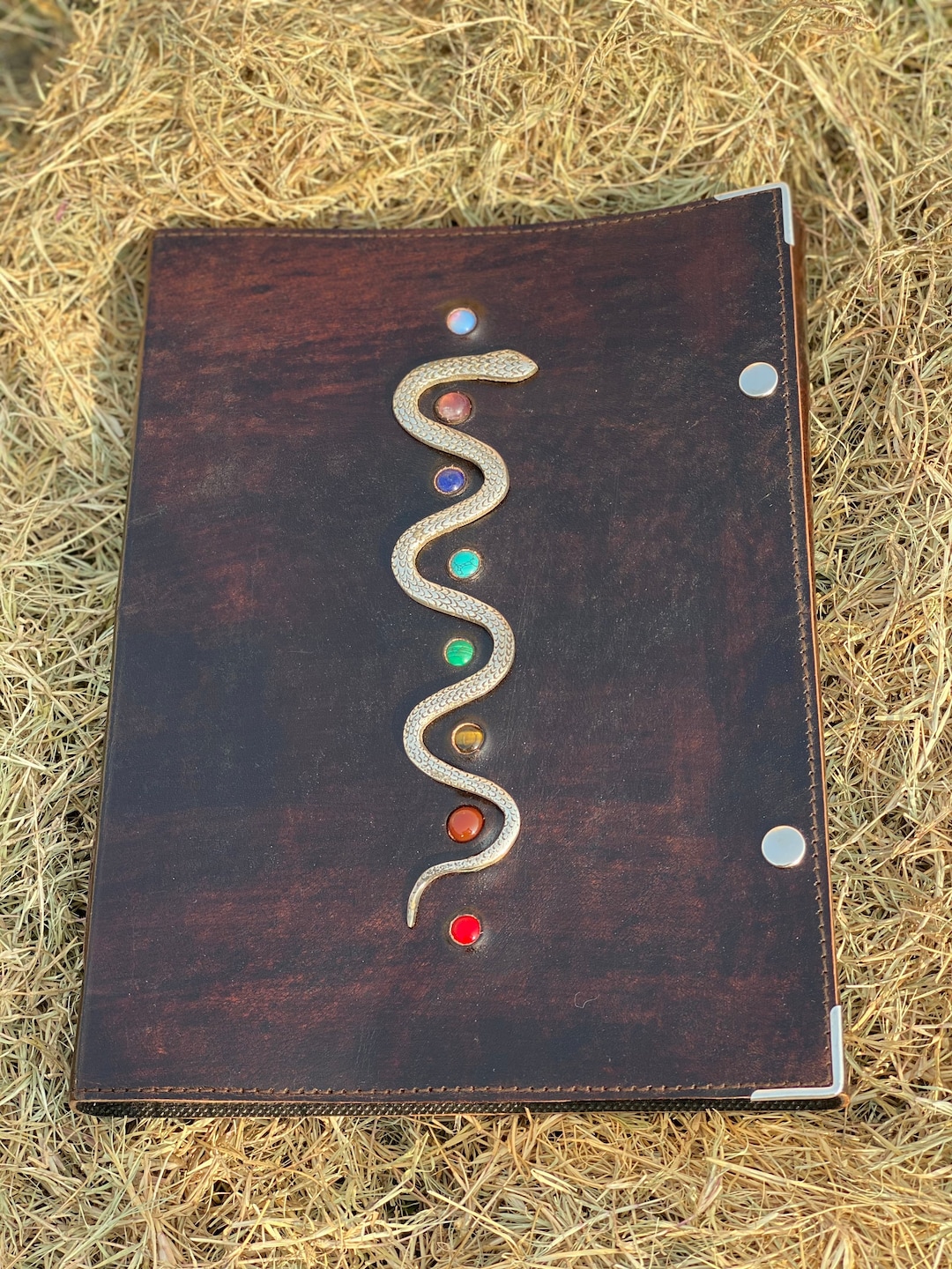 Handmade Extra Large Silver Snake Stone Journal Notebook Sketchbook ...