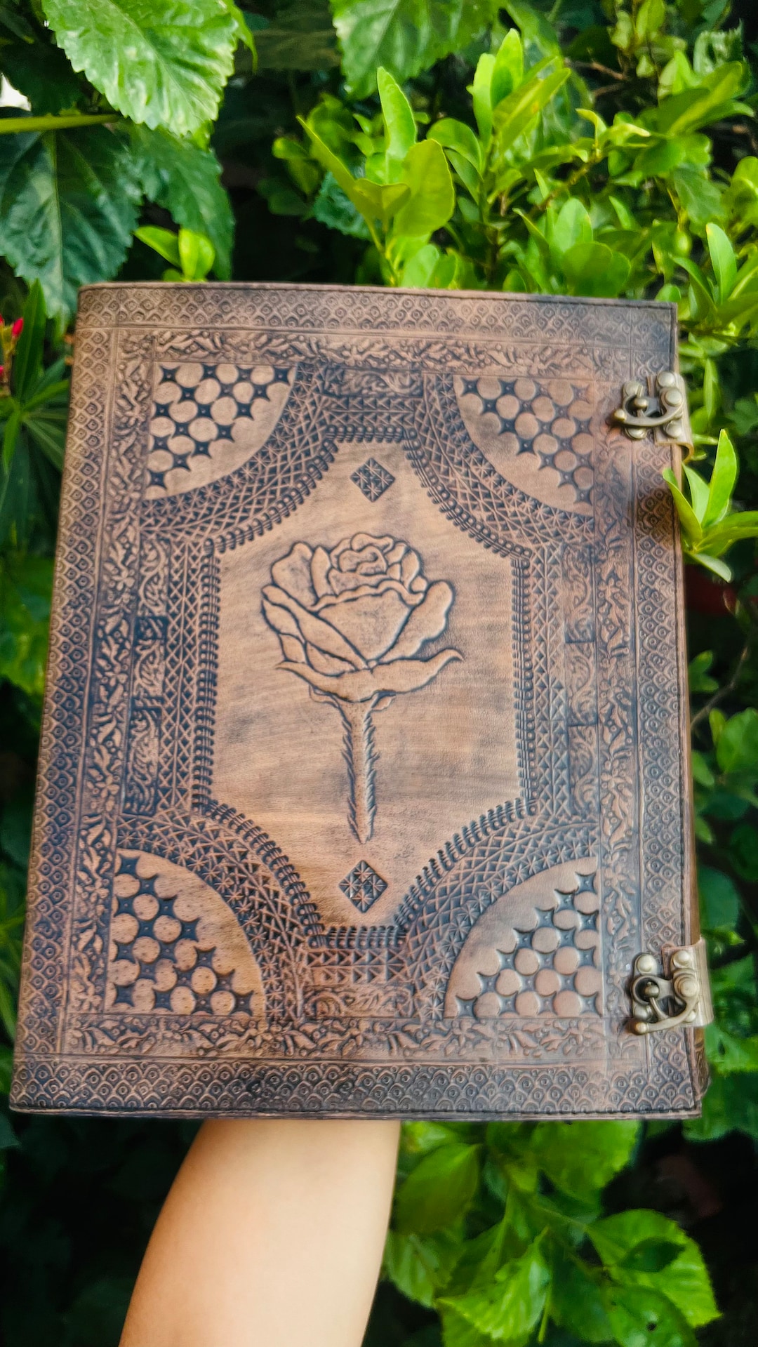 Rose Flower Leather Journal Embossed Diary Notebook Sketchbook ...