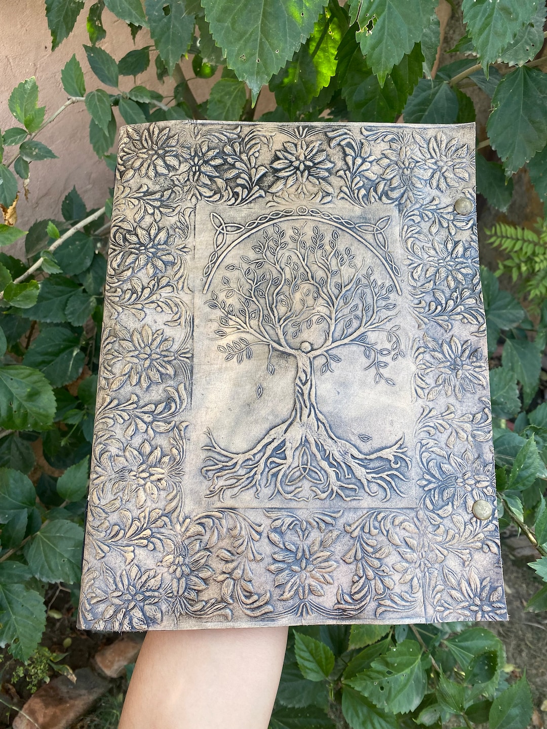 Leather Journal Tree of Life Embossing Unlined Handmade Paper Diary ...