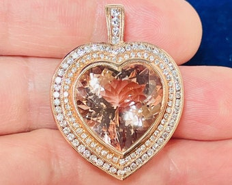 Solid Rose Gold Heart Pendant - Etsy