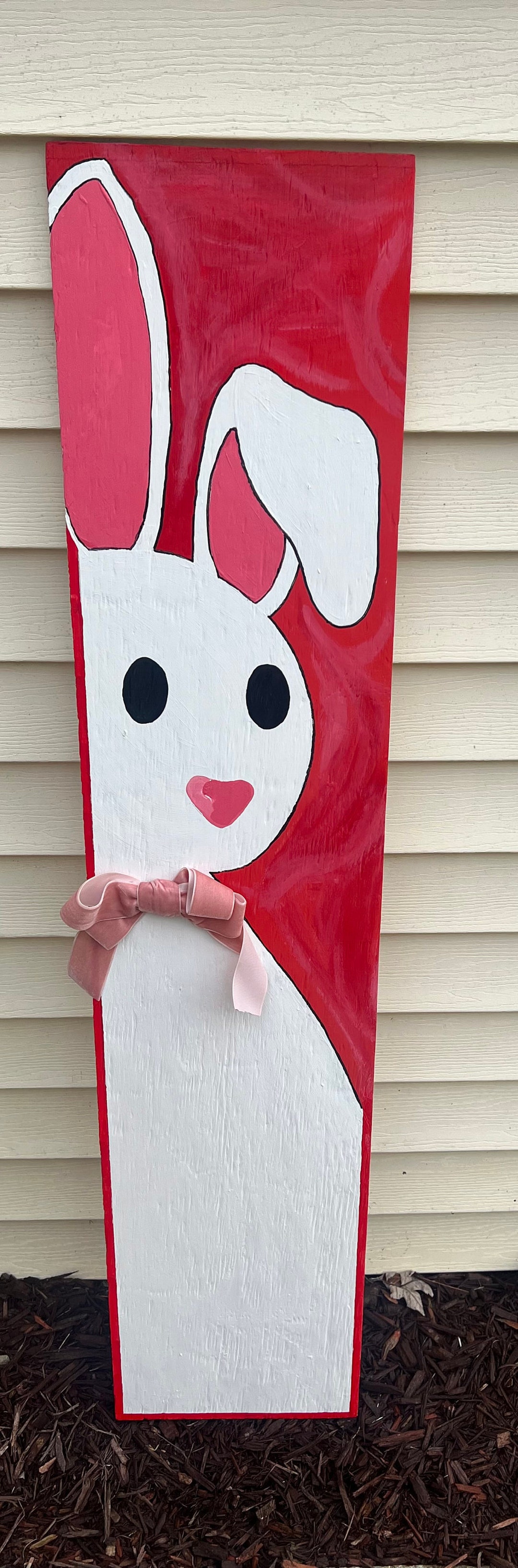 Hand Painted Bunny Porch Leaner: Pink Spring Easter Sign - Etsy