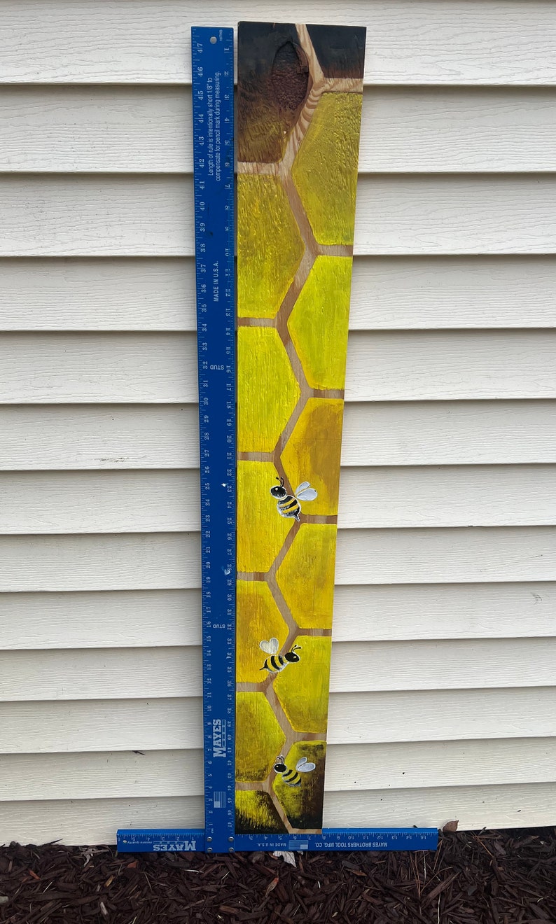 Hand Painted Honeycomb Bee Wooden Porch Leaner - 48x6 In - Etsy
