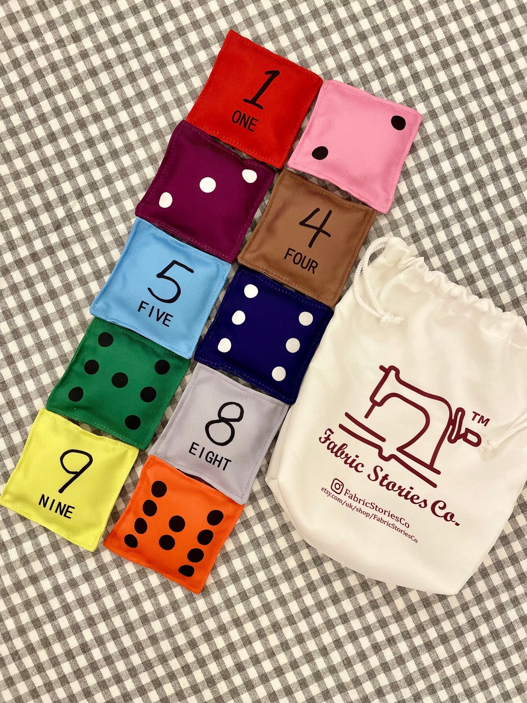 A Set of 10 Number and Dot Educational Sensory Bean Bags, for Colour ...