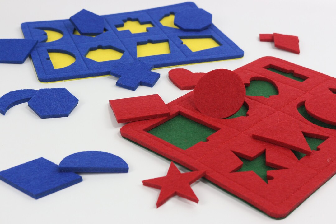 Set of 2 Montessori Inspired Geometric Puzzles, Learning Shapes, Shape ...