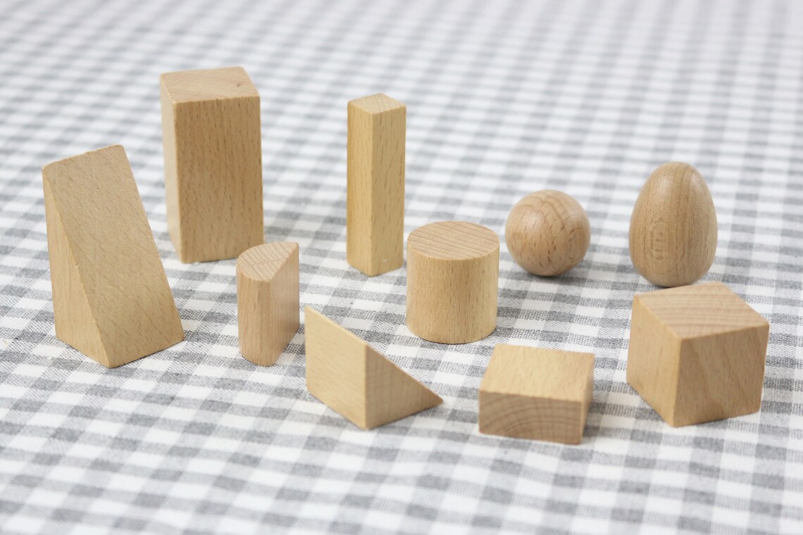 Montessori Stereognostic Bag: Wooden Shapes & Flashcards - Etsy