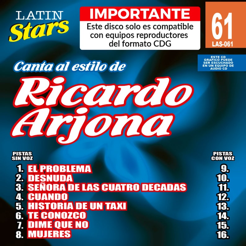 Karaoke Latin Stars 61 Ricardo Arjona Vol. 1 - Etsy