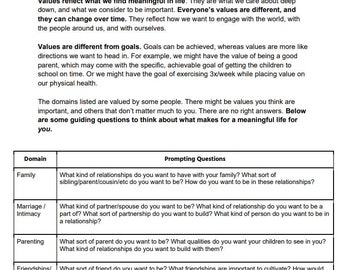 Values Coloring Worksheet, Therapy Tool, Self-help Resource, Printable ...