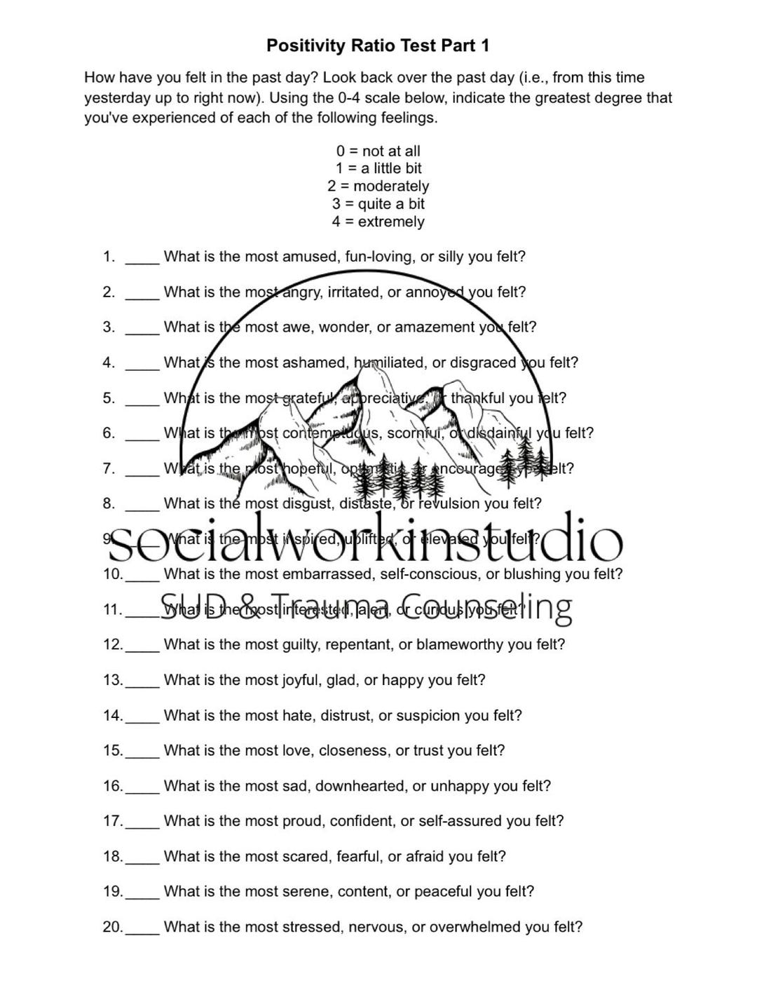 Positivity Ratio Worksheet - CBT - Etsy
