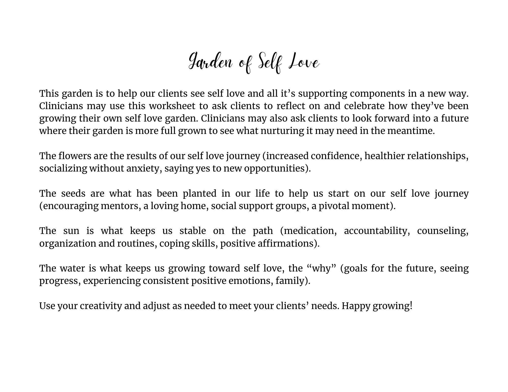 Garden of Self Love Worksheet - Etsy