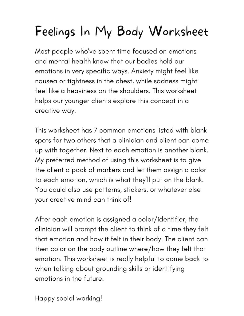 Emotions Worksheets for Child Therapy, Child Counseling - Etsy