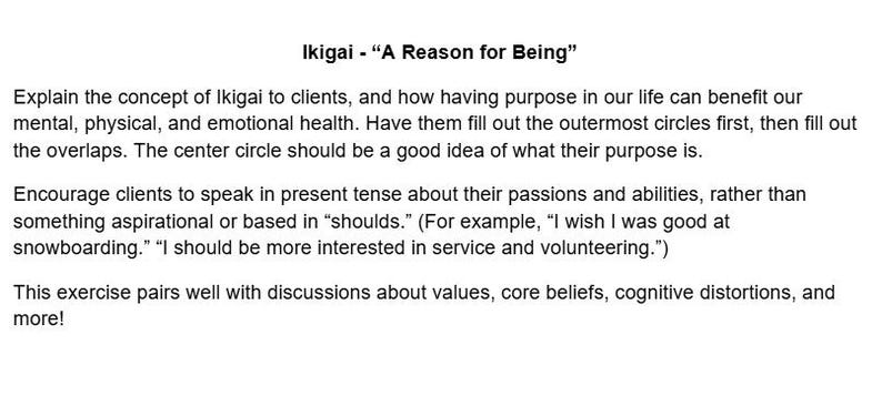 Ikigai Worksheet for Counseling - Etsy