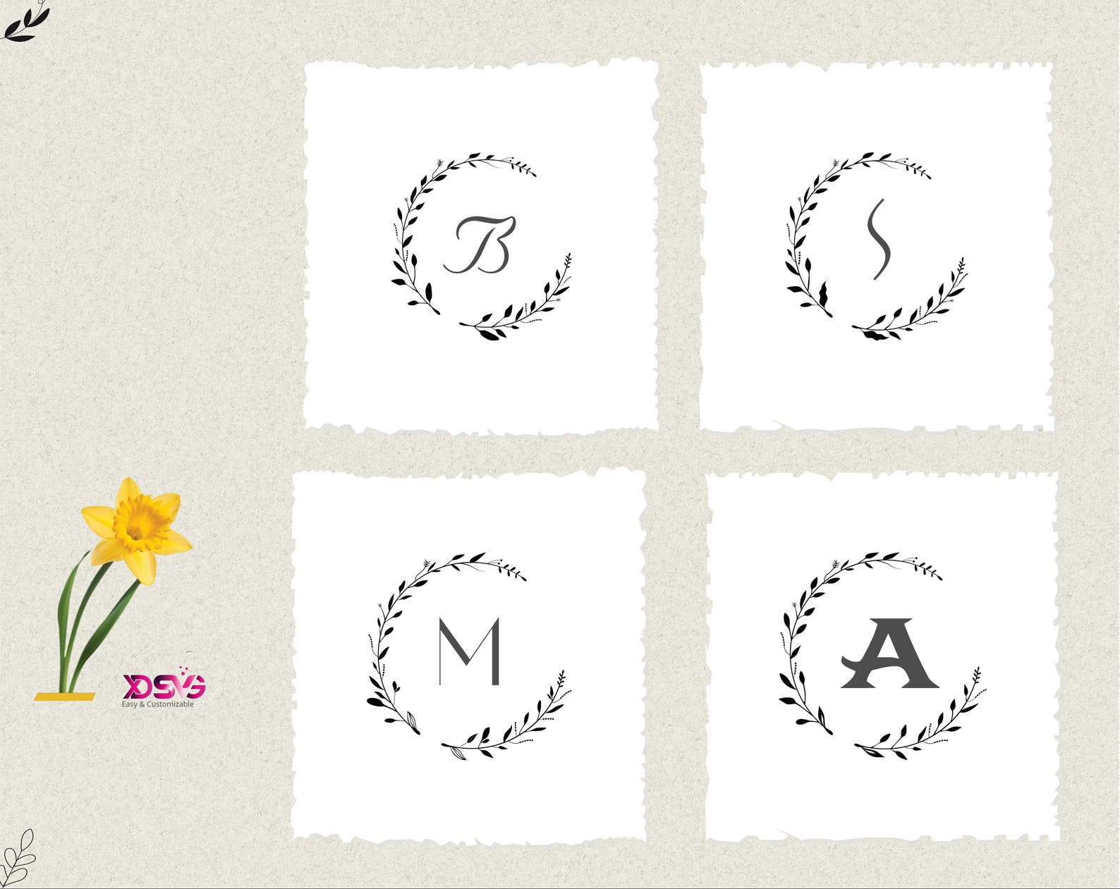 Wreath Monogram SVG, Laurel Wreath SVG Bundle, Wreath Monogram Circle ...