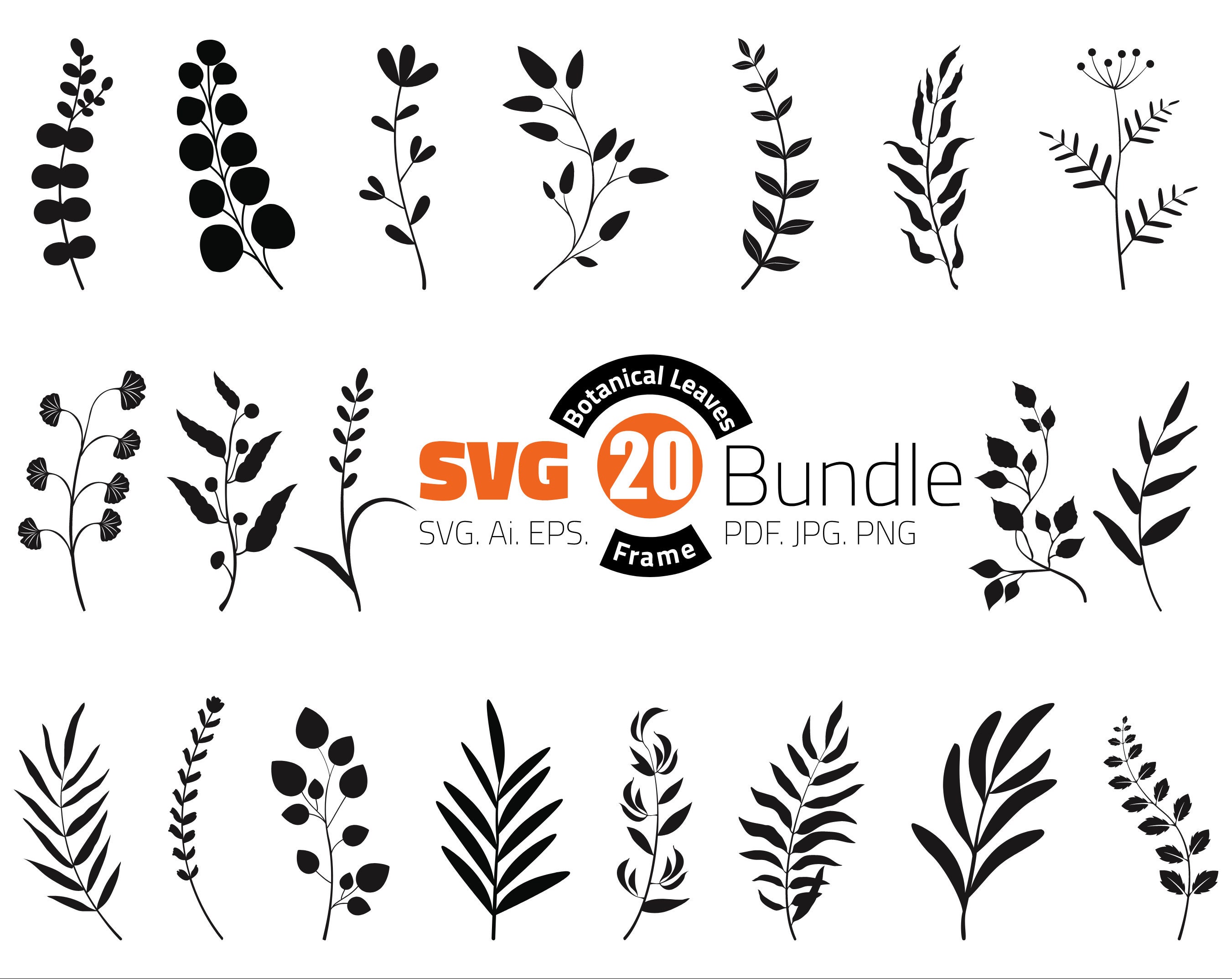 Botanical Leaves SVG, Botanical Hand Drawn, Botanical Leaves SVG Bundle ...