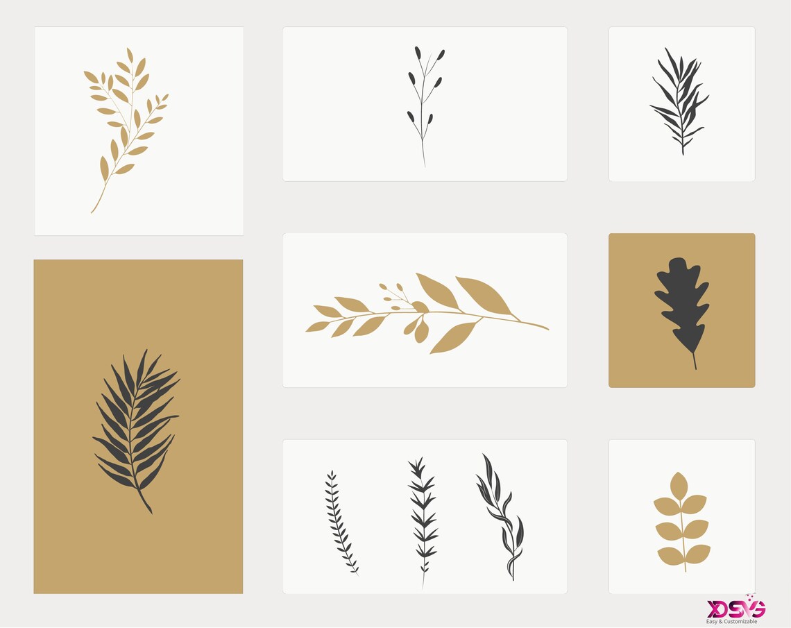 Botanical Leaves SVG Clipart Botanical Branch Svg Leaves Svg - Etsy