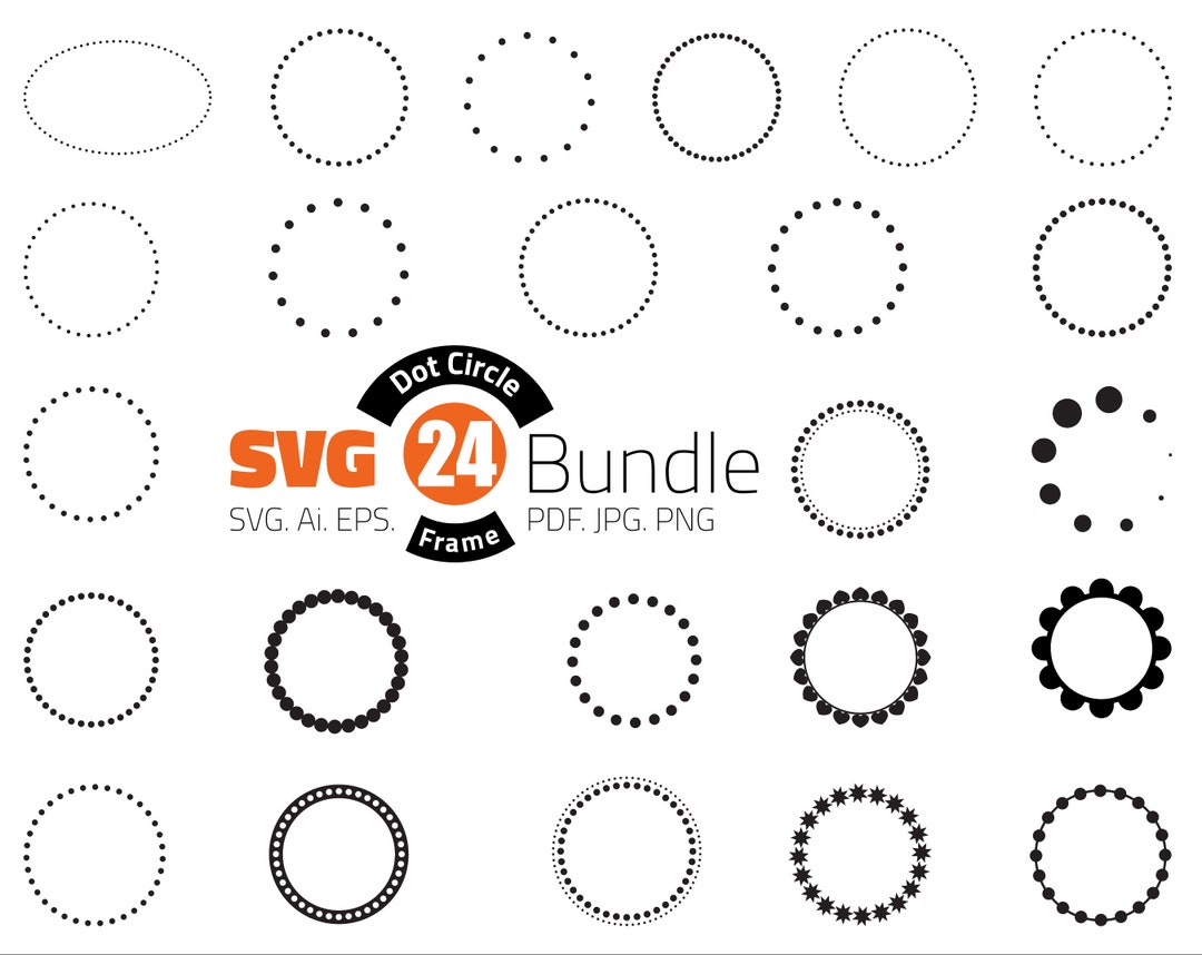 Dot Circle Frame SVG, Dot Circle Frame Bundle SVG, Circle Silhouette ...