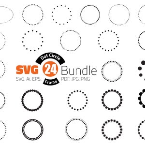 Dot Circle Frame SVG, Dot Circle Frame Bundle SVG, Circle Silhouette ...