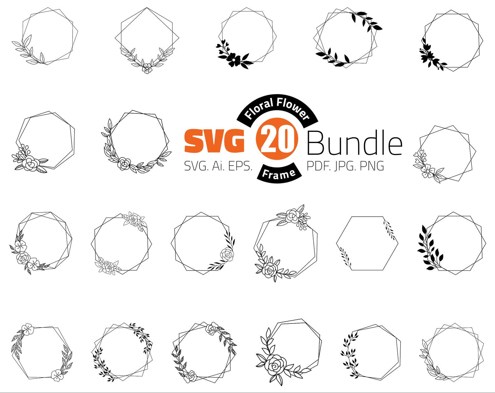 Floral Frame SVG Floral Frame SVG Bundle Floral Frame Circle - Etsy