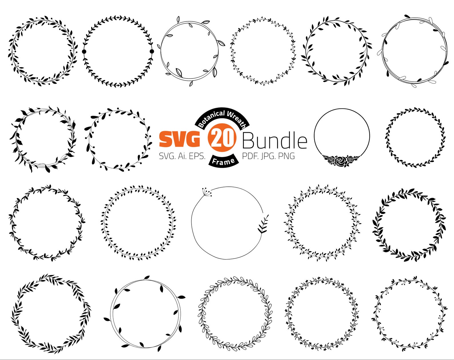 Floral Wreath SVG Floral Wreath SVG Bundle Floral Frame - Etsy