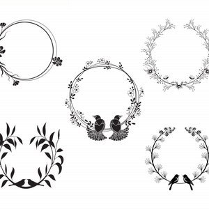 Spring Wreath SVG, Hand Drawn Floral Frame SVG, Silhouette, Clipart ...