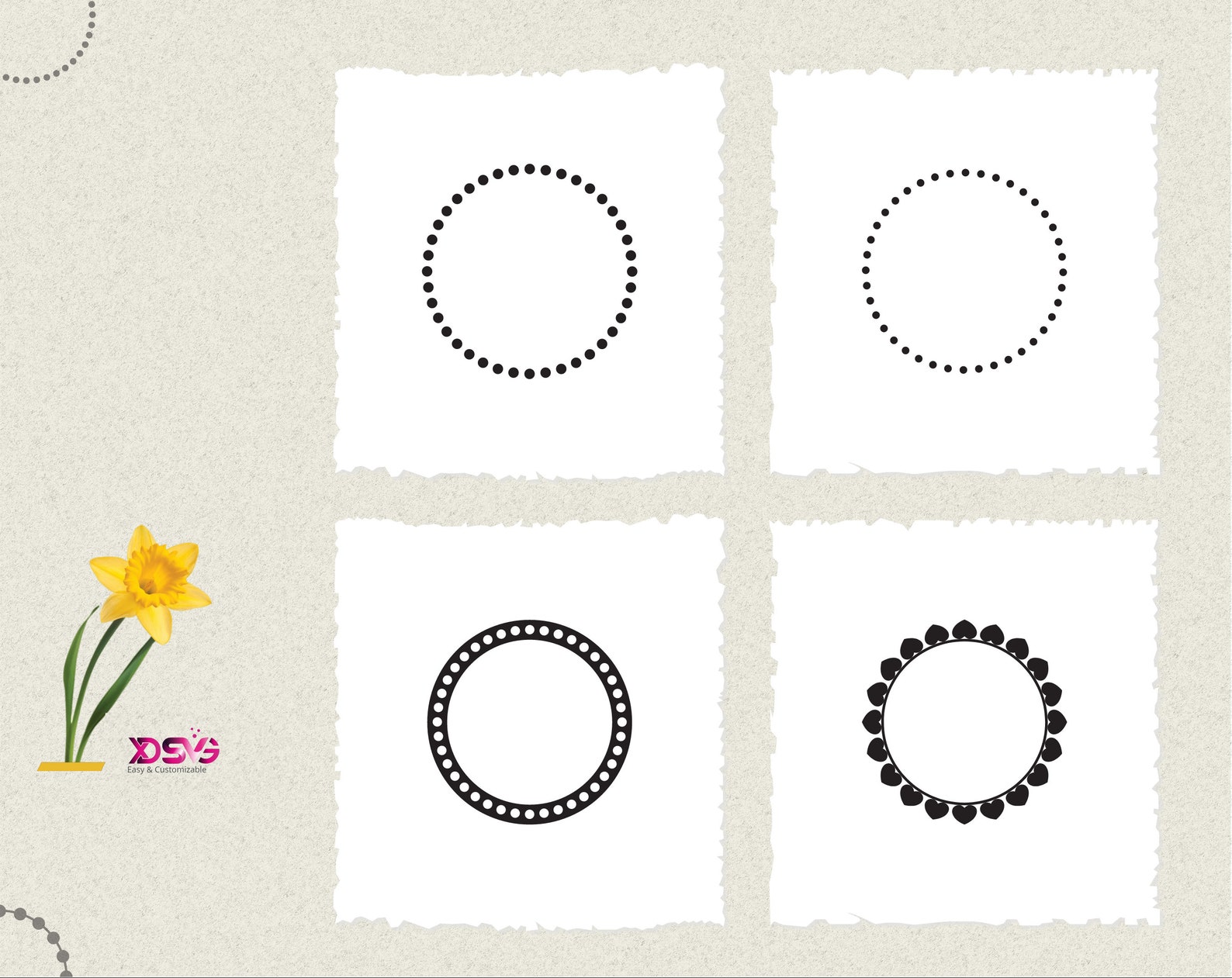 Dot Circle Frame SVG, Dot Circle Frame Bundle SVG, Circle Silhouette ...