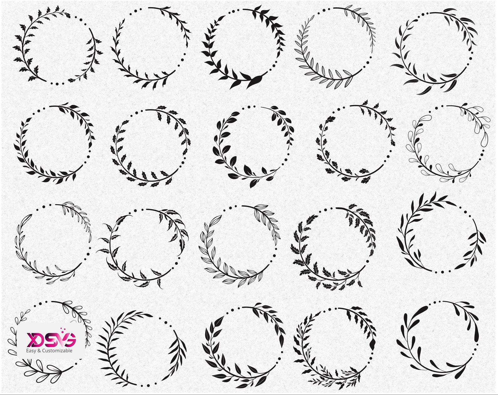 Leaf Wreath Svg Leaf Wreath Svg Bundle Wreath Circle Svg Leaf Wreath