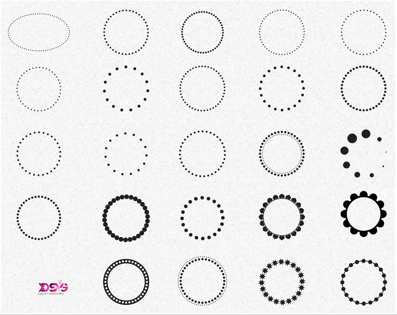 Dot Circle Frame SVG, Dot Circle Frame Bundle SVG, Circle Silhouette ...